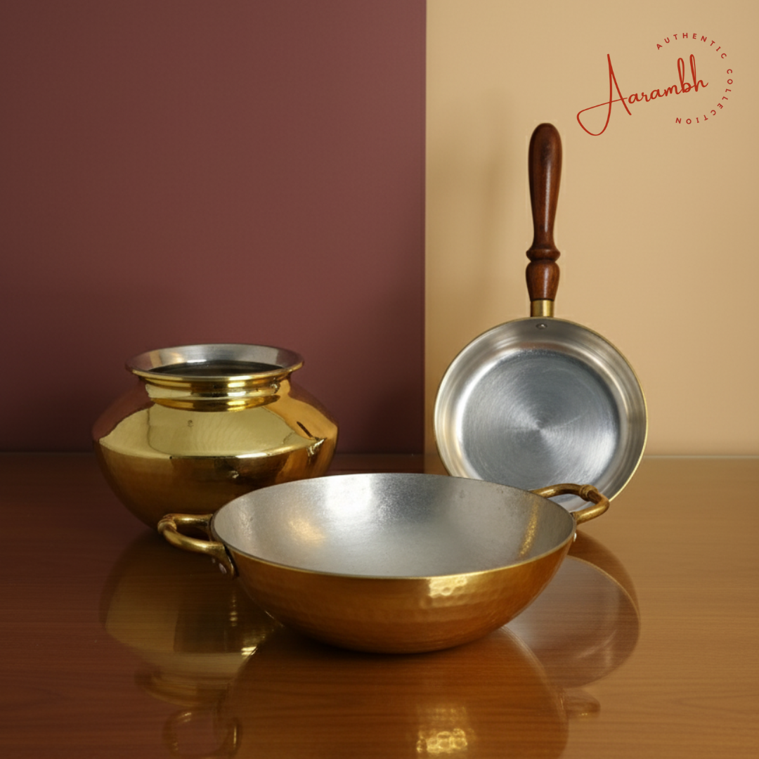 Pure Brass Cookware Combo | Essential Brass Basics Set for Traditional ...