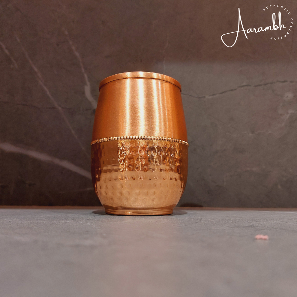 Copper Carafe Glass 100% Pure Copper Bedside Water Set | Anti-Microbial ...